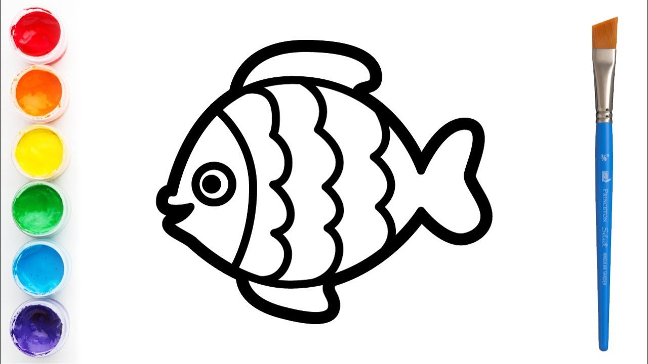 Fish 🐠 Drawing, Painting and Coloring for kids and toddlers | Draw fish ...