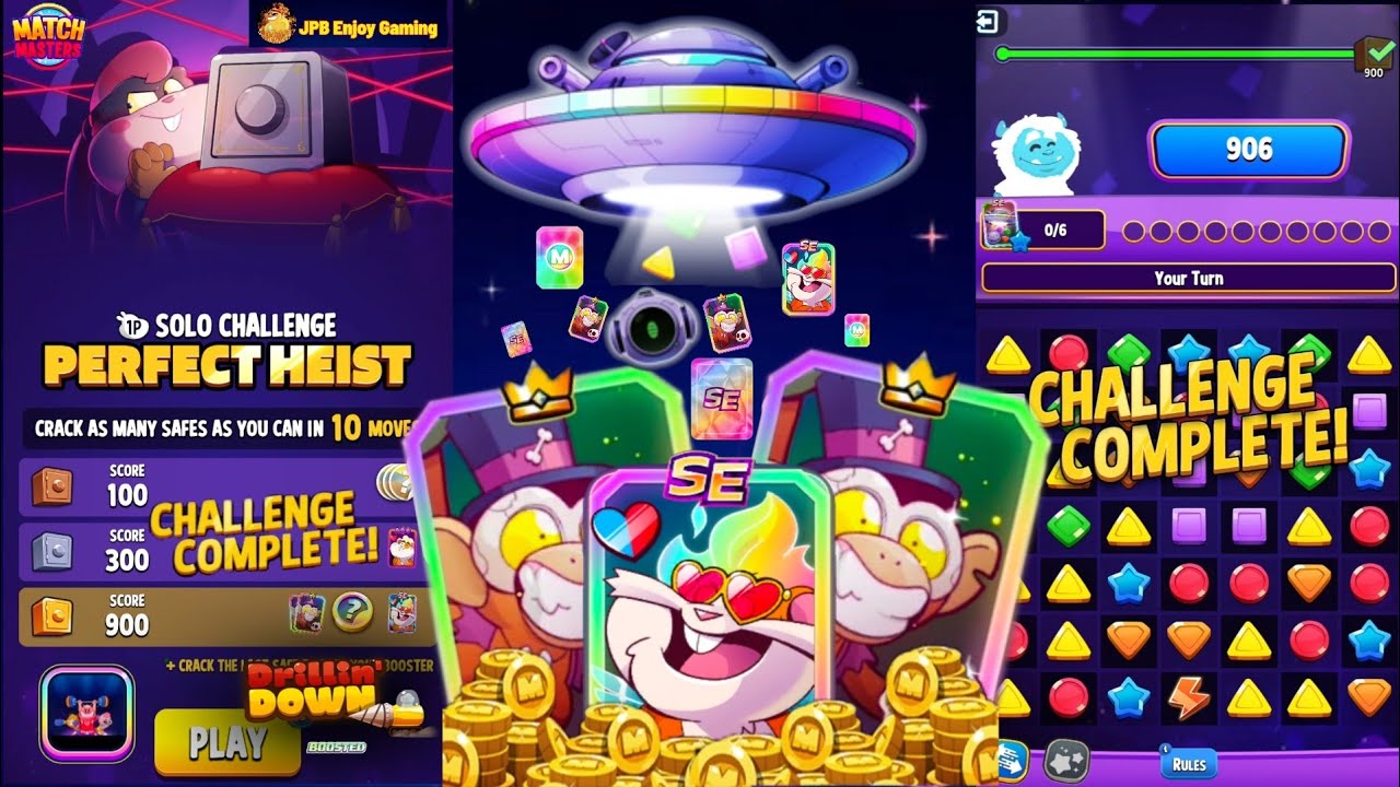 Solo Challenge Drillin'Down 900 score 10 move Complete, Match Masters ...