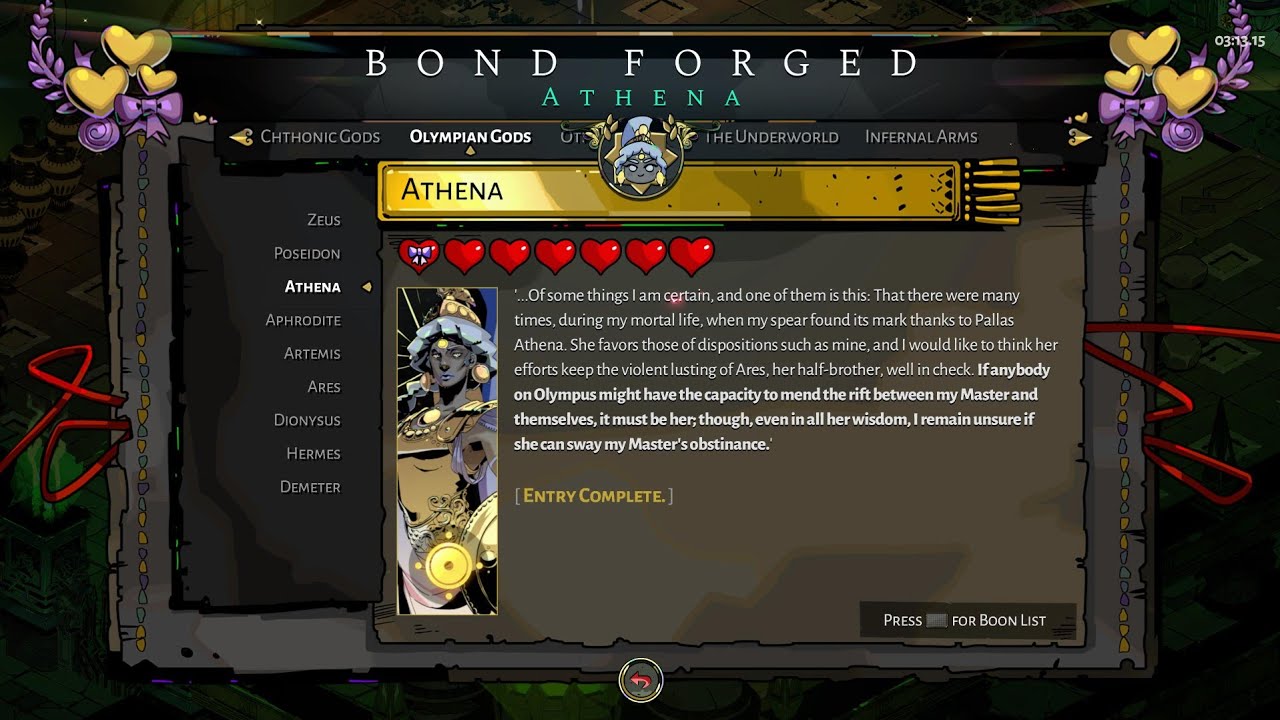 HADES - BOND FORGED ATHENA - Giving Athena Ambrosia - Max Bond Dialogue - YouTube