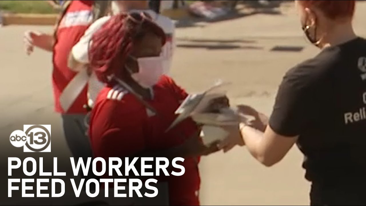 Poll workers help feed voters on Election Day - YouTube