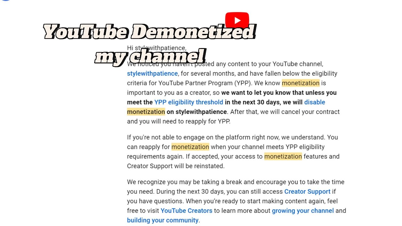 YouTube Demonetized my Channel - YouTube