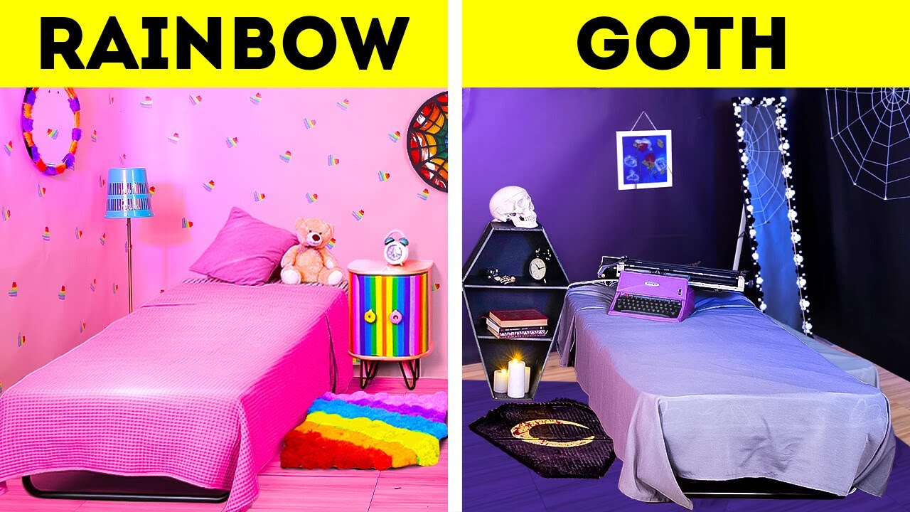 Rainbow VS Goth | Incredible Bedroom Makeover - YouTube