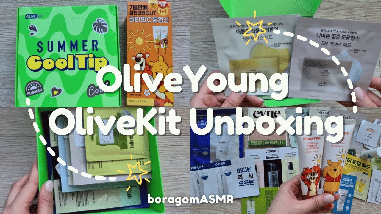 ASMR 」Olive Young August Olive Kit Unboxing | 8월 올리브키트 | Whisper - YouTube