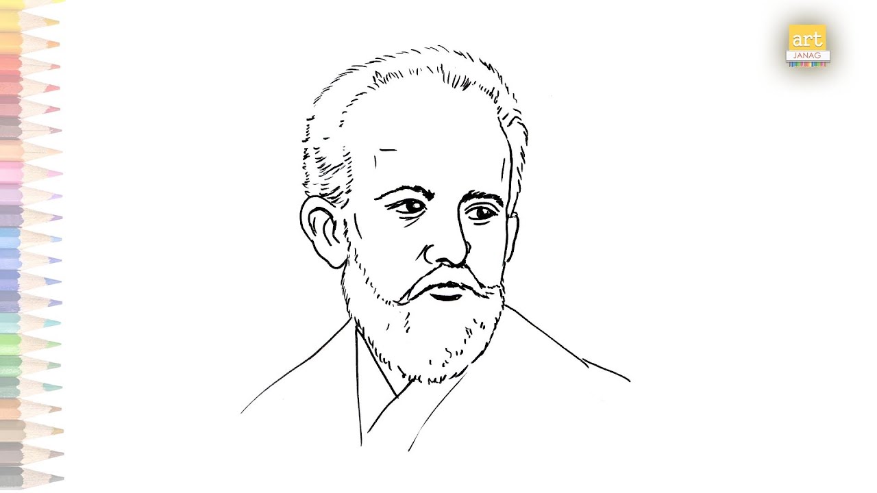 Peter Ilyich Tchaikovsky drawings video | How to draw Pyotr Ilyich ...