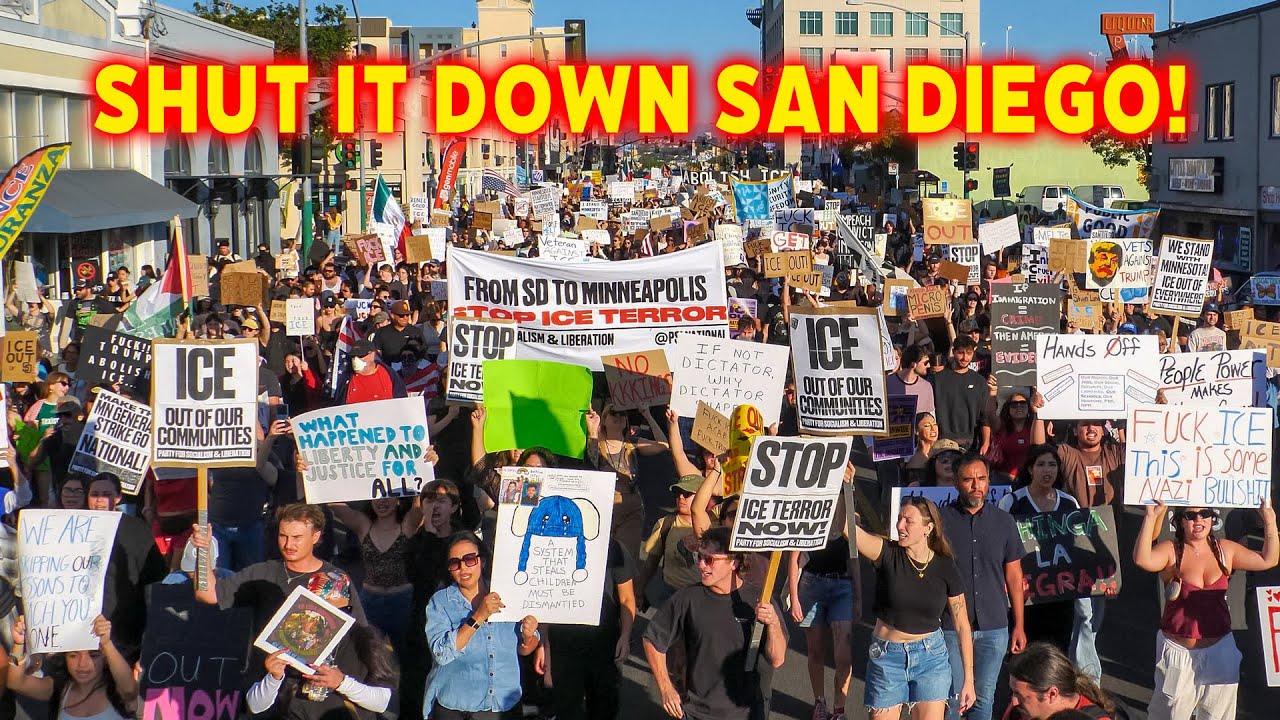 ICE OUT! SAN DIEGO SHUT IT DOWN! Rally & March - YouTube