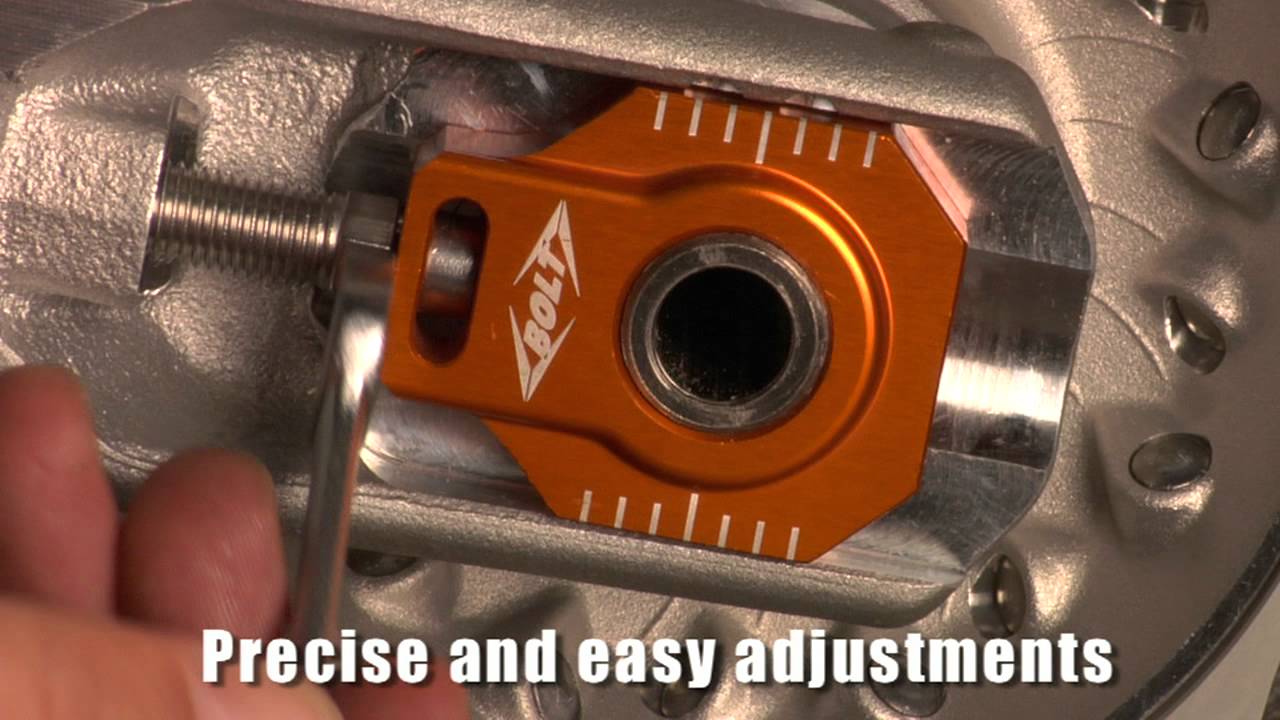 KTM Chain Adjuster Blocks from Bolt Motorcycle Hardware - YouTube