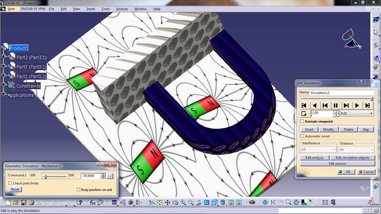 Hướng Dẫn Mô Phỏng Nam Châm Trong Catia -- CATIA V5 DMU Kinematics ...