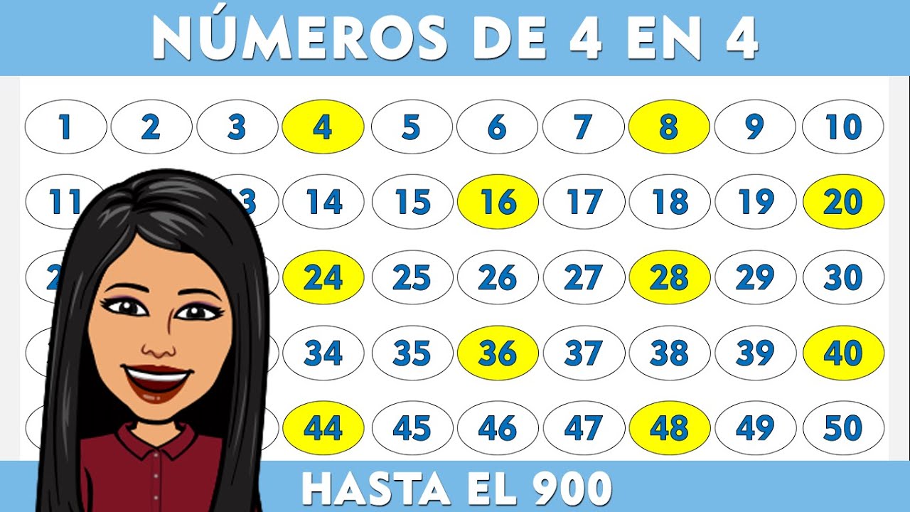 NÚMEROS DE 4 en 4 hasta 900 I 4 EN 4 hasta 900 😱🌟I Los Múltiplos de 4 ...