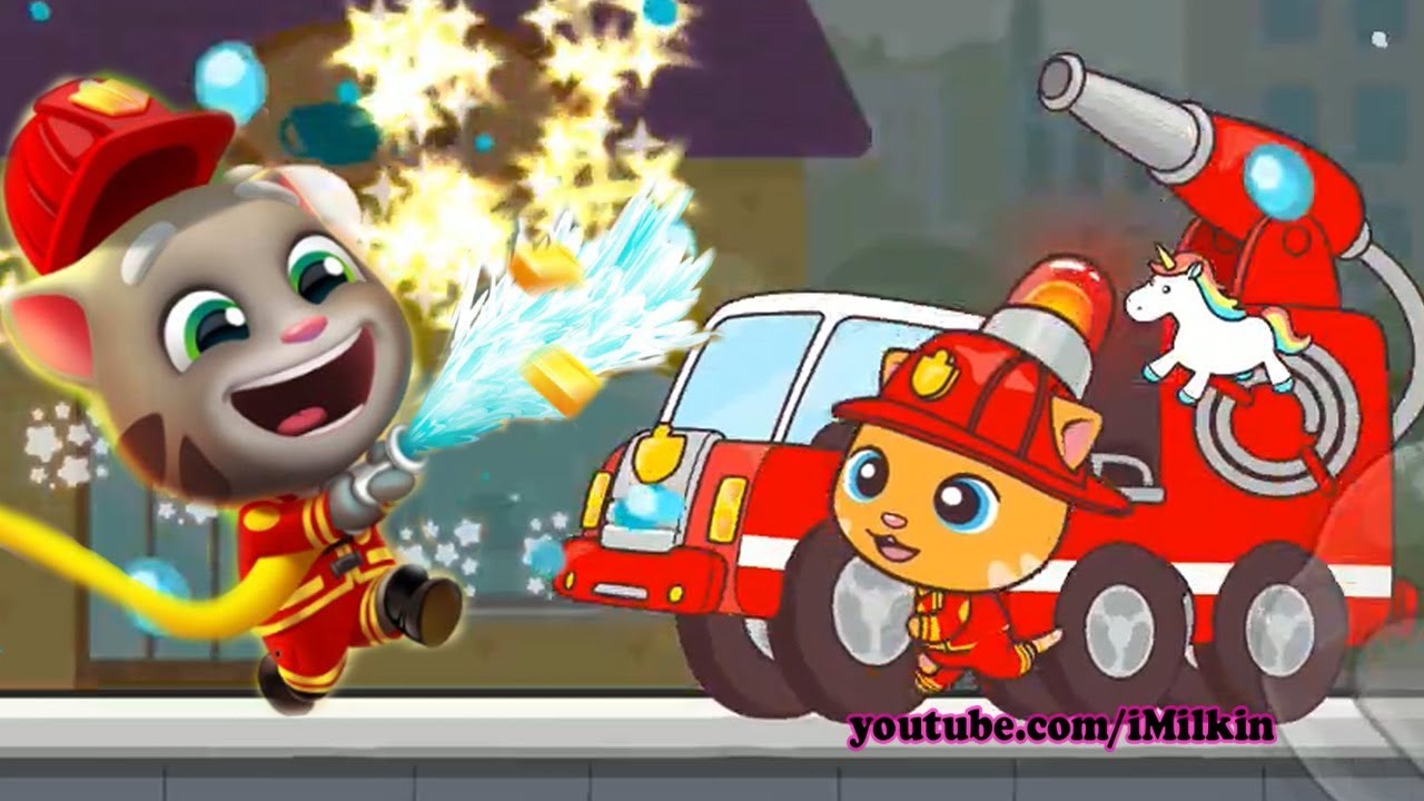 Fireman Ginger | Talking Tom Candy Run | Game Funny Anti Stress vs ...