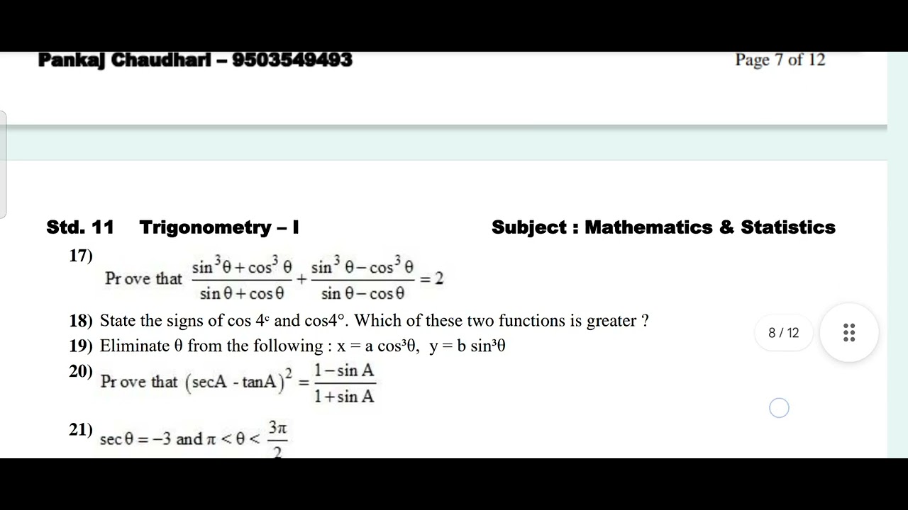 11th Science l Mathematics and Statistics l Trigonometry -1 ...