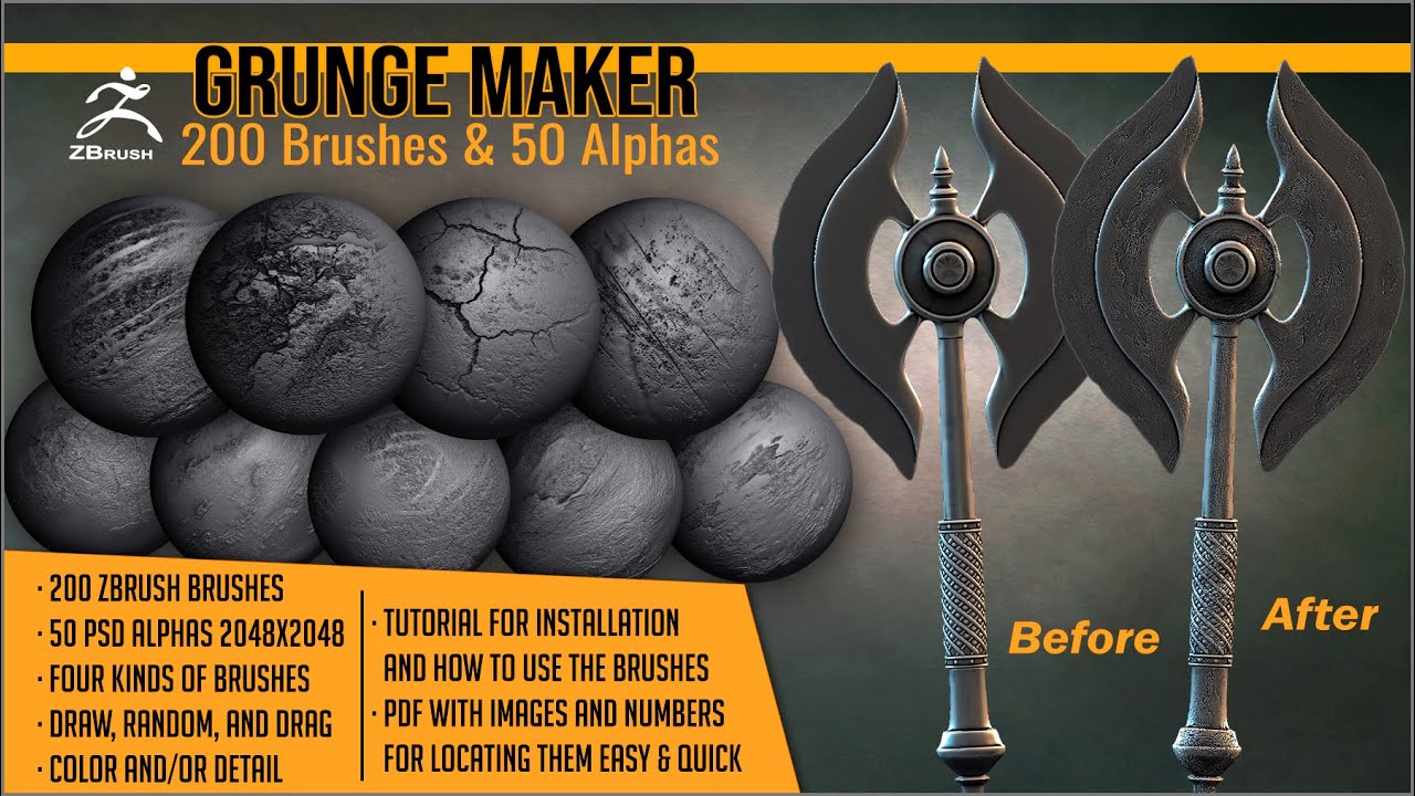 How to add imperfections and surface damage with Zbrush and Grunge ...