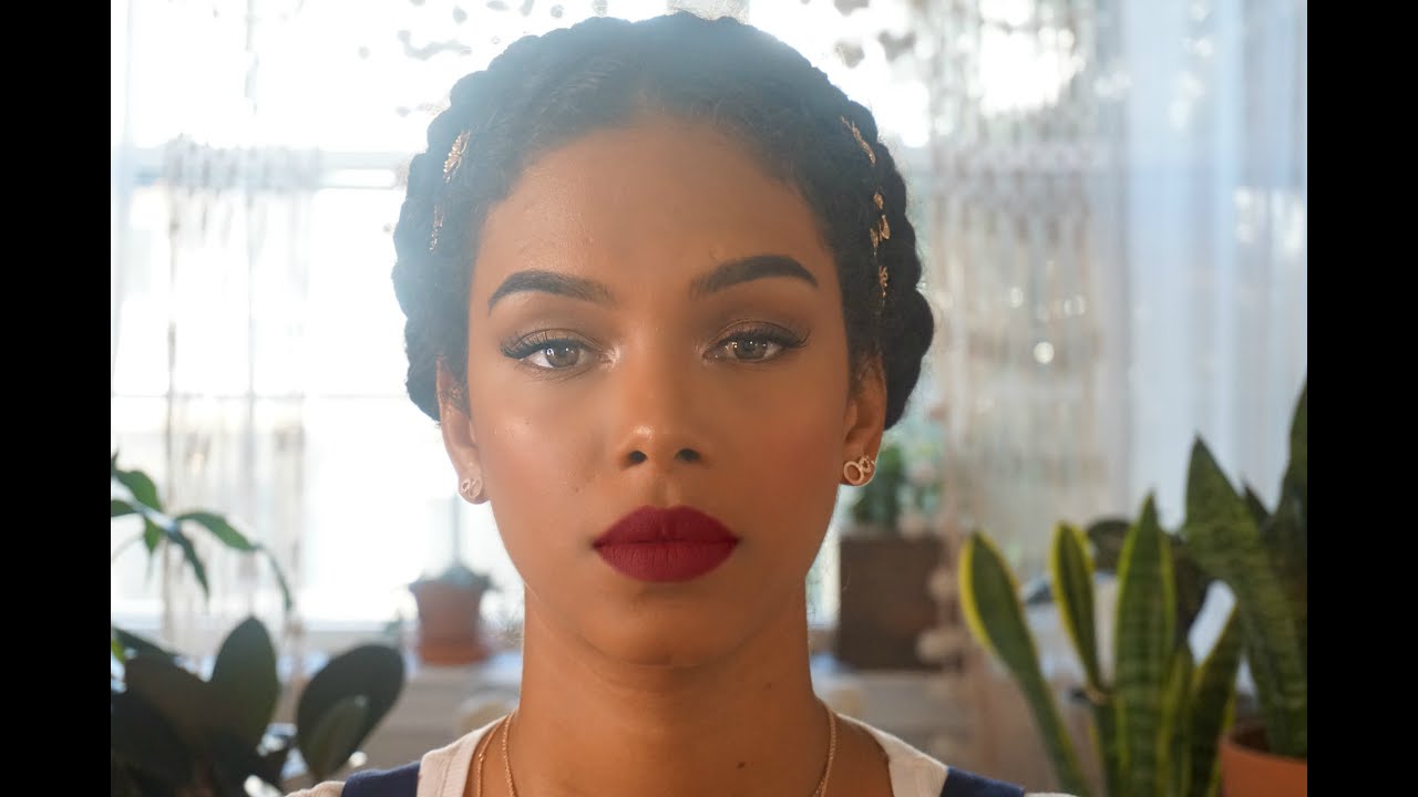 GRWM "Frida Style" Crown braid + Makeup tutorial - YouTube