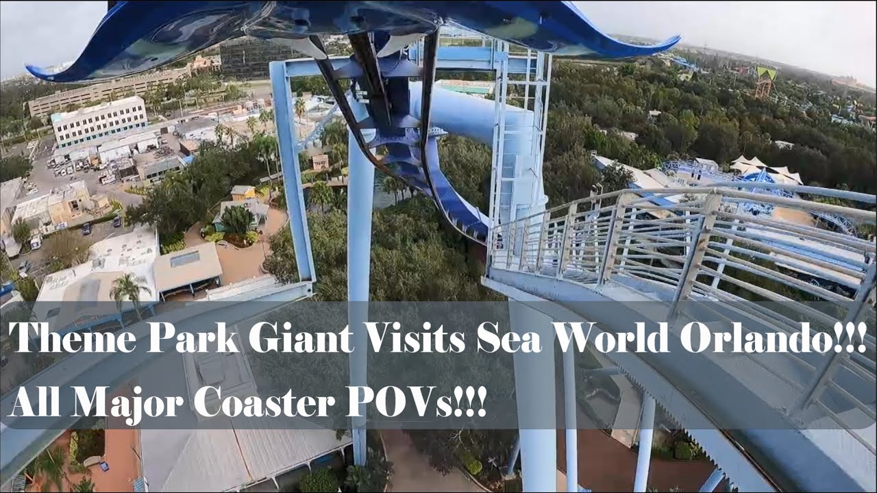 Theme Park Giant Visits Sea World Orlando! All Coaster POVs!!! - YouTube