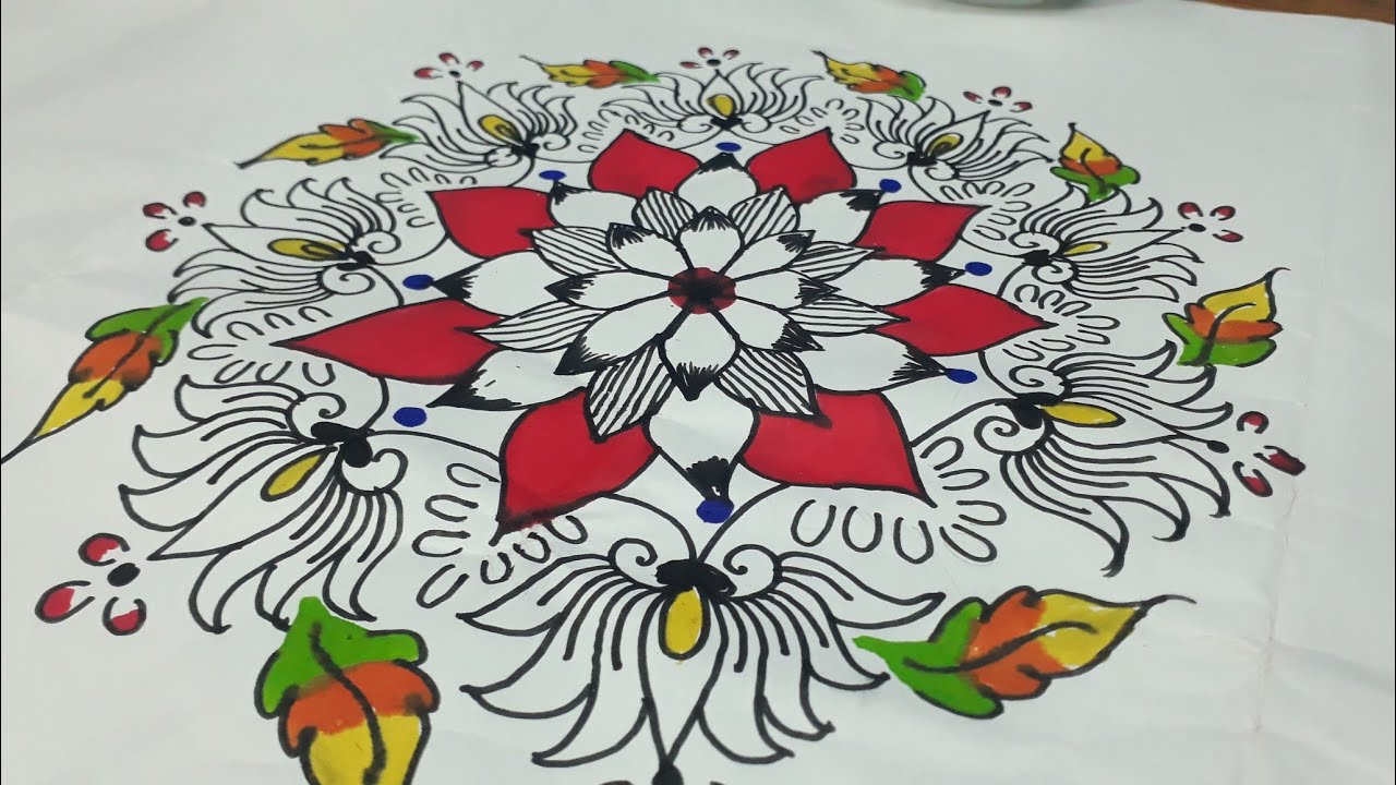 Festival Special Big Rangoli designs/Lotus followers muggulu. - YouTube