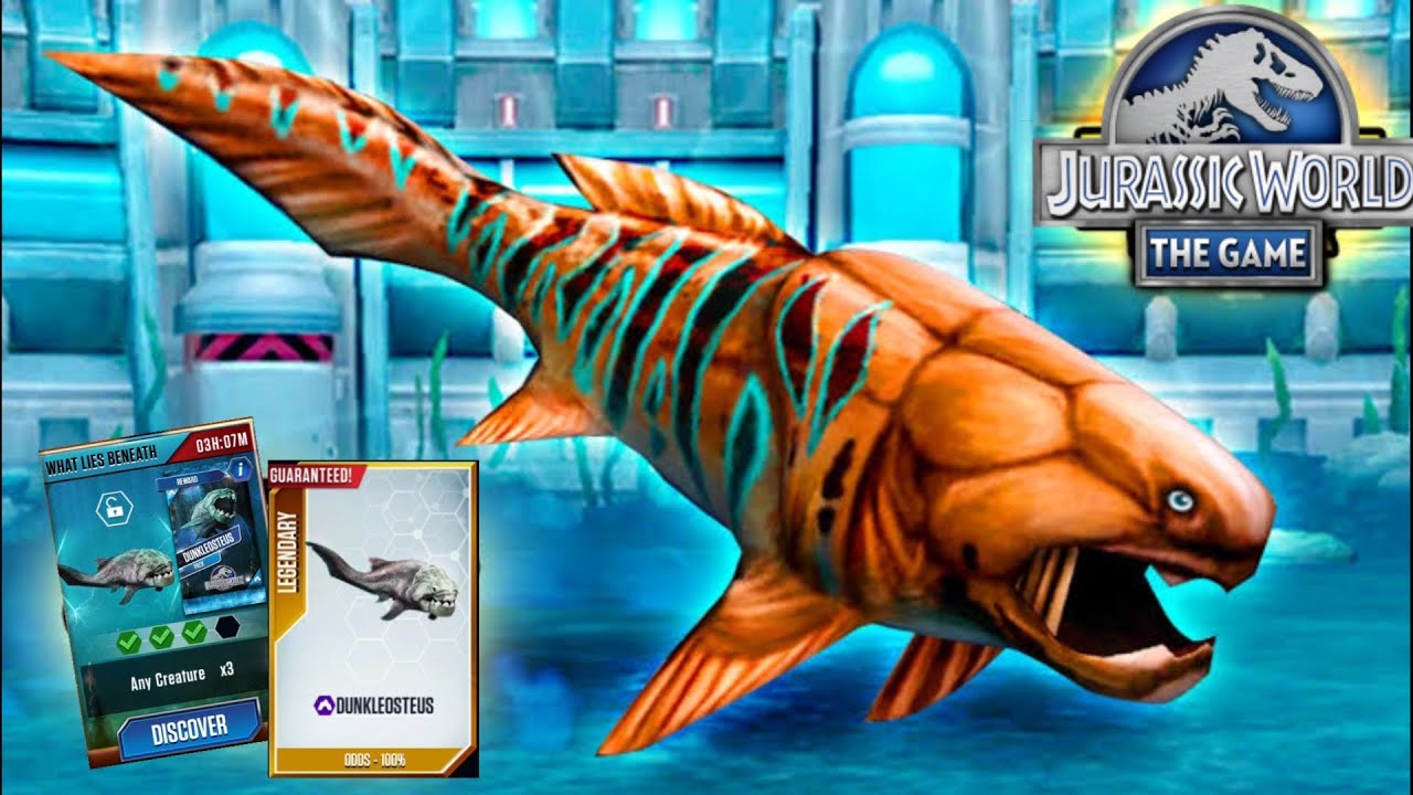Jurassic world the game #444- ปลดล็อค DUNKLEOSTEUS นักรบชุดเกราะเหล็ก ...