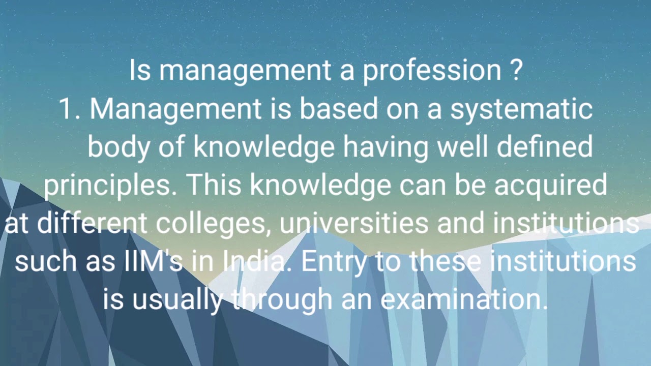 Management as profession # nature of management - YouTube