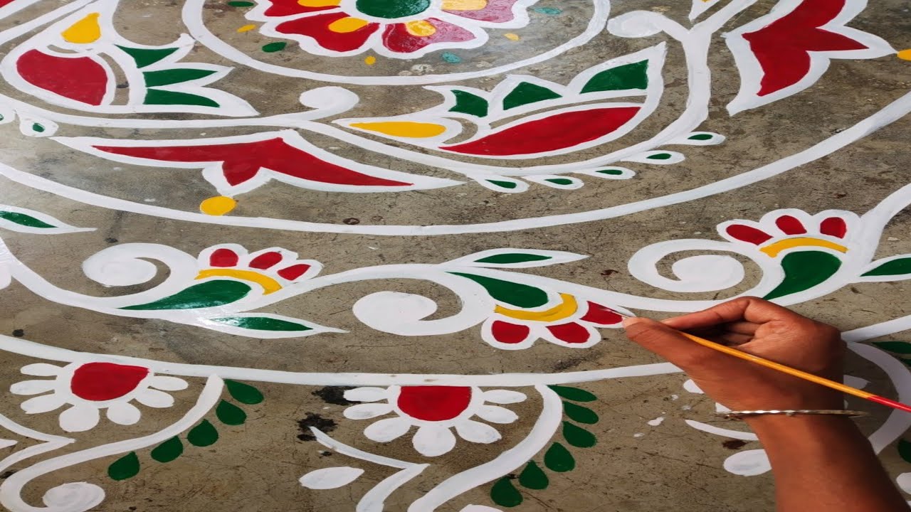 colorful alpona design | Beautiful alpona design | - YouTube