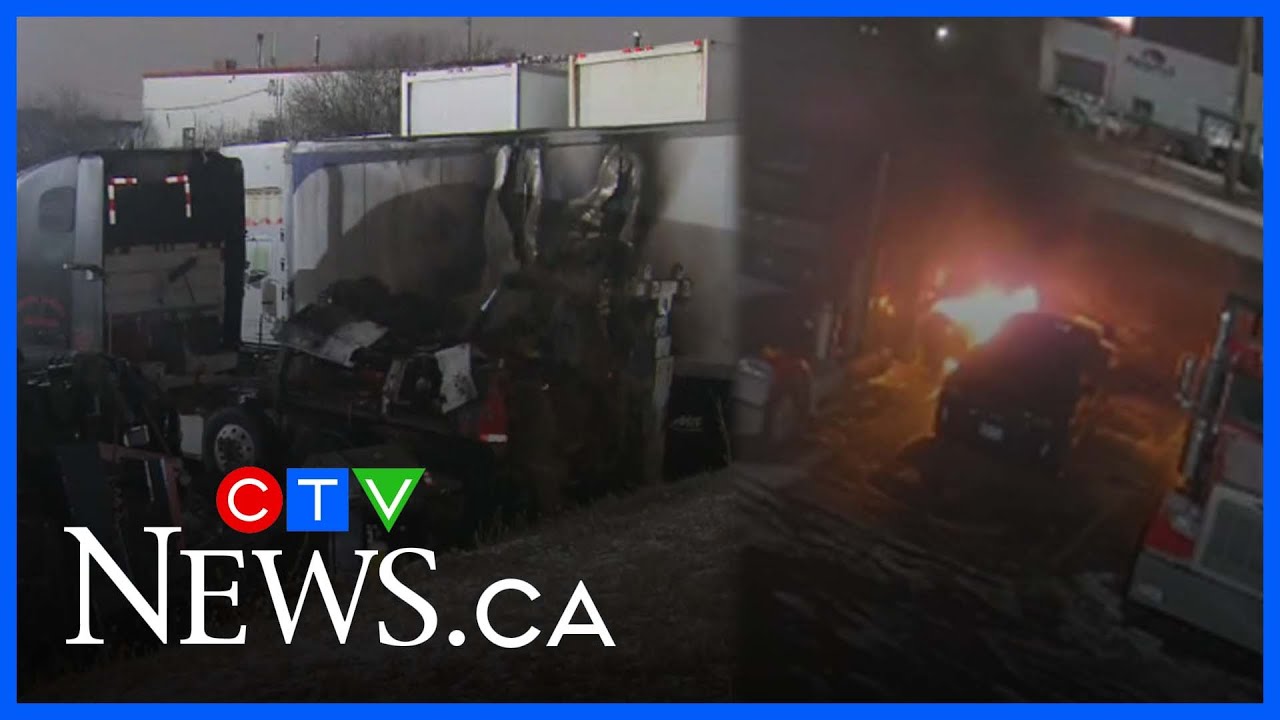 Police searching for suspects that set tow trucks on fire at auto ...