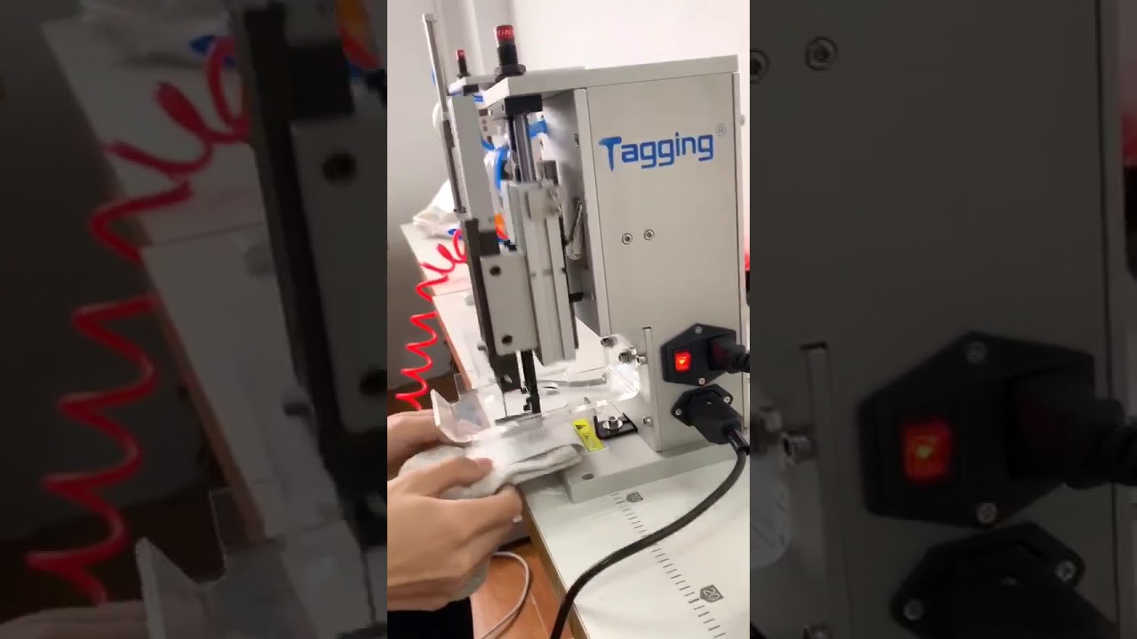 socks tagging machine - YouTube