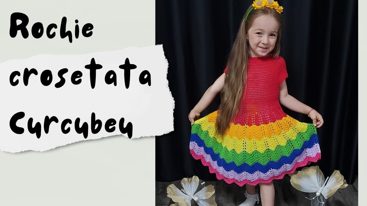 Rochie crosetata curcubeu pentru 6 ani Partea -I- Raglanul pe intelesul ...