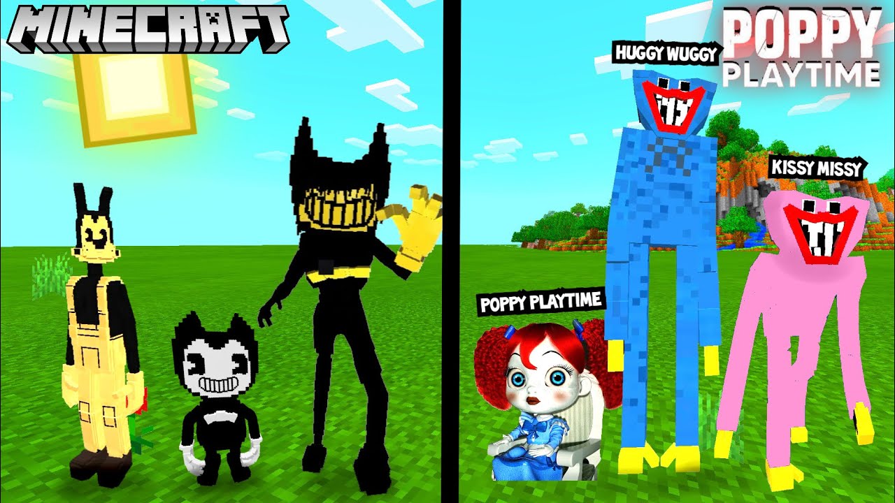 POPPY PLAYTIME V1 vs BENDY V3! (Huggy Wuggy BATDR Addon) - YouTube