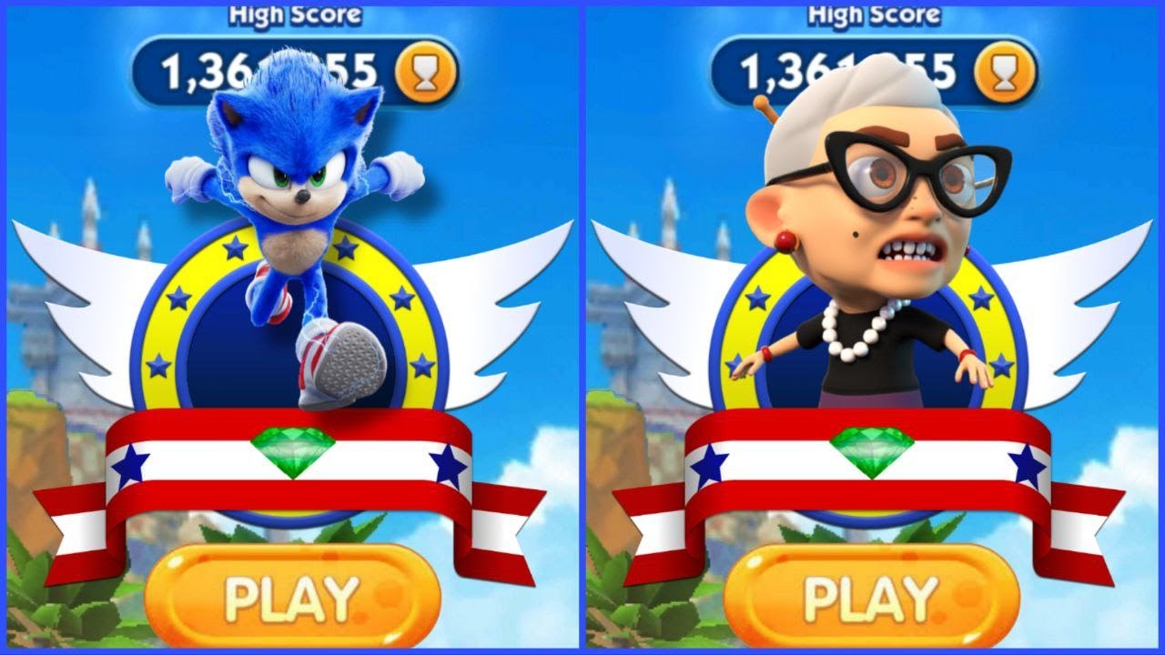 Sonic Dash VS Angry Gran Run _ Movie Sonic vs All Bosses Zazz Eggman ...