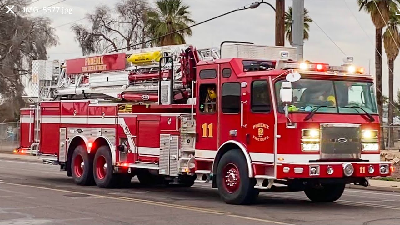 *New Ladder* Ladder 11 Responding W/ Rescue 11 to ALOC [Phoenix Fire ...