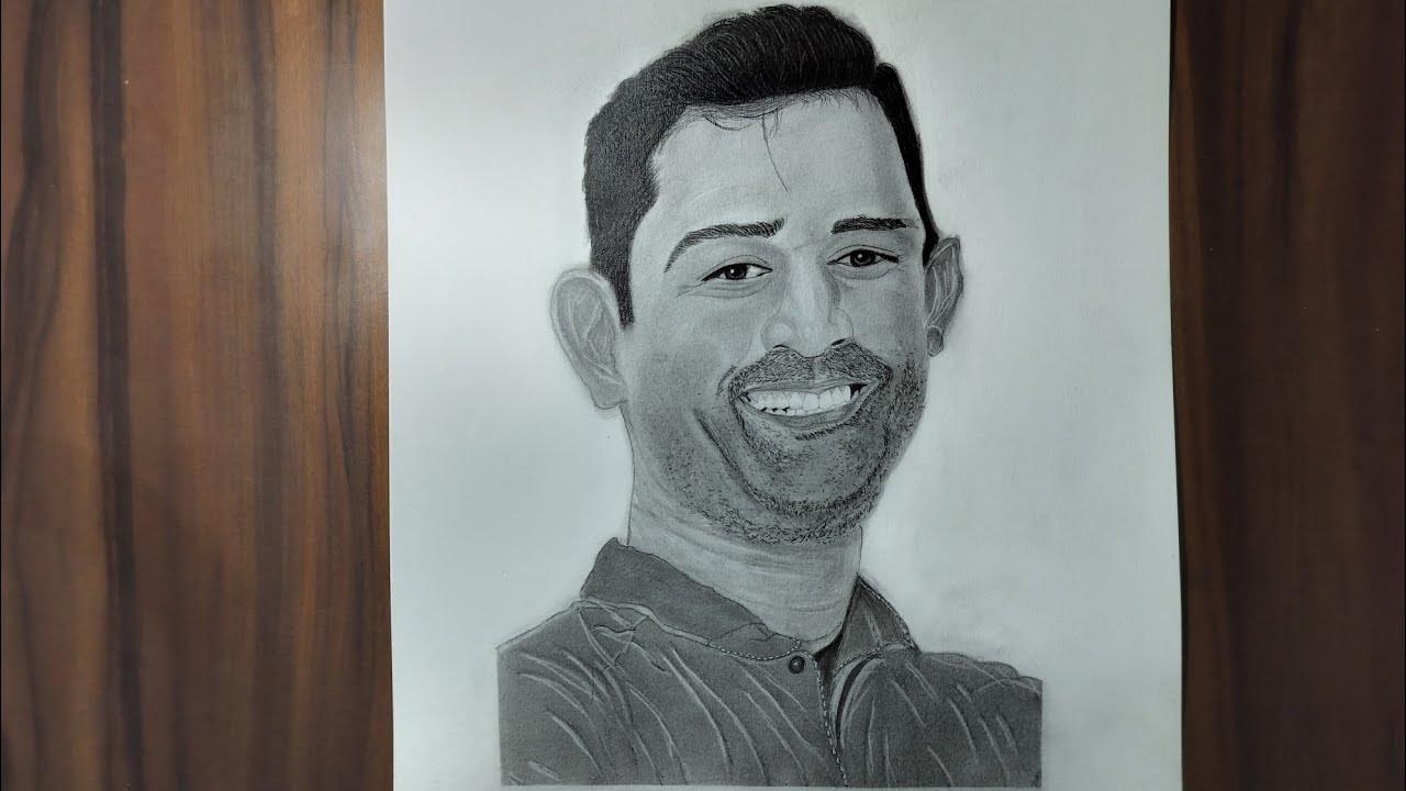How to draw MS Dhoni|| MS Dhoni shading Tutorial|| MS Dhoni sketch ...