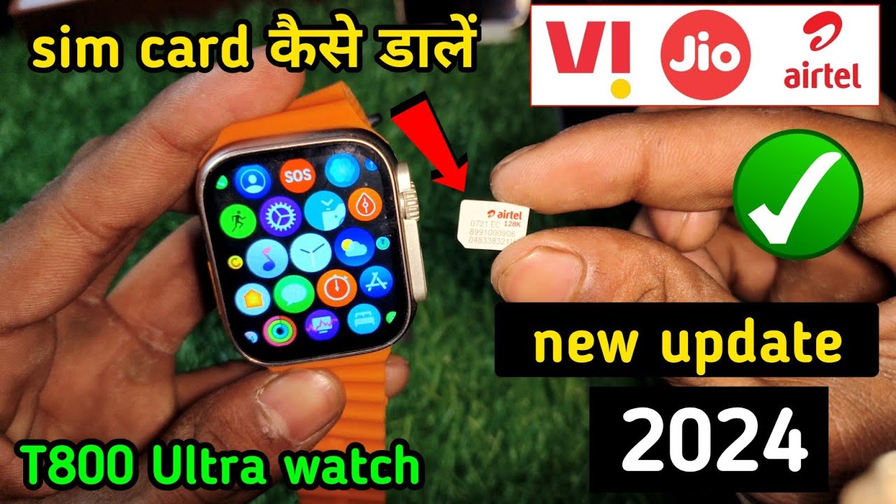 😍 t800 ultra smart watch sim card || smart watch mai sim kaise lagaye ...