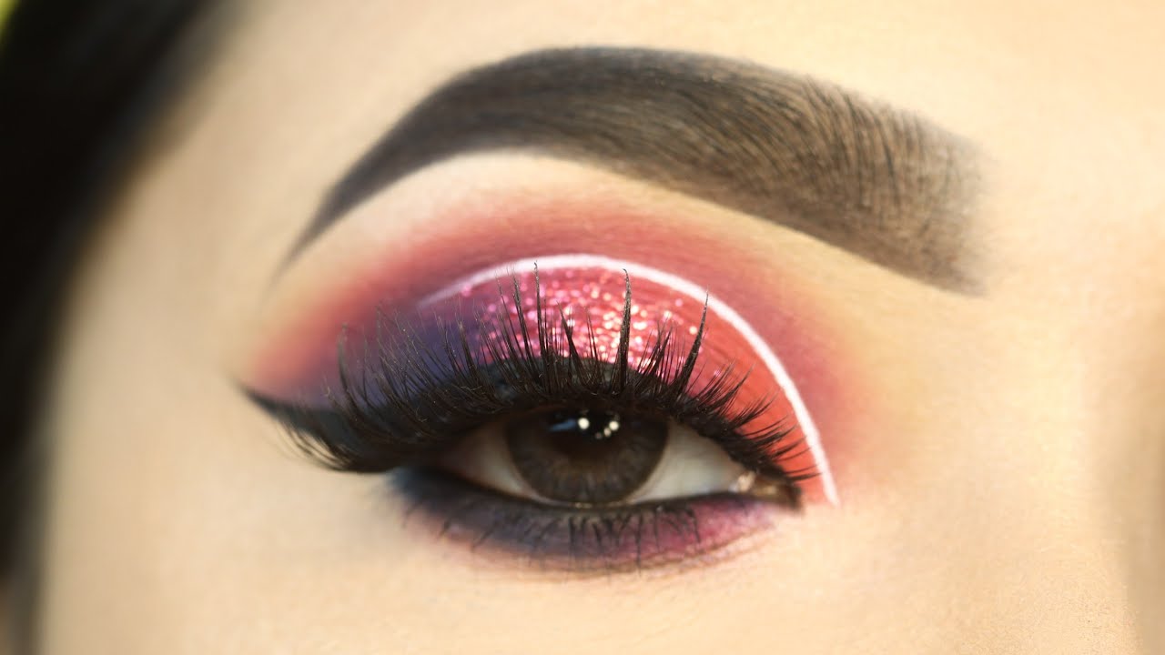 Colorful Glitter Cut crease eye makeup || Step by step eye makeup ...