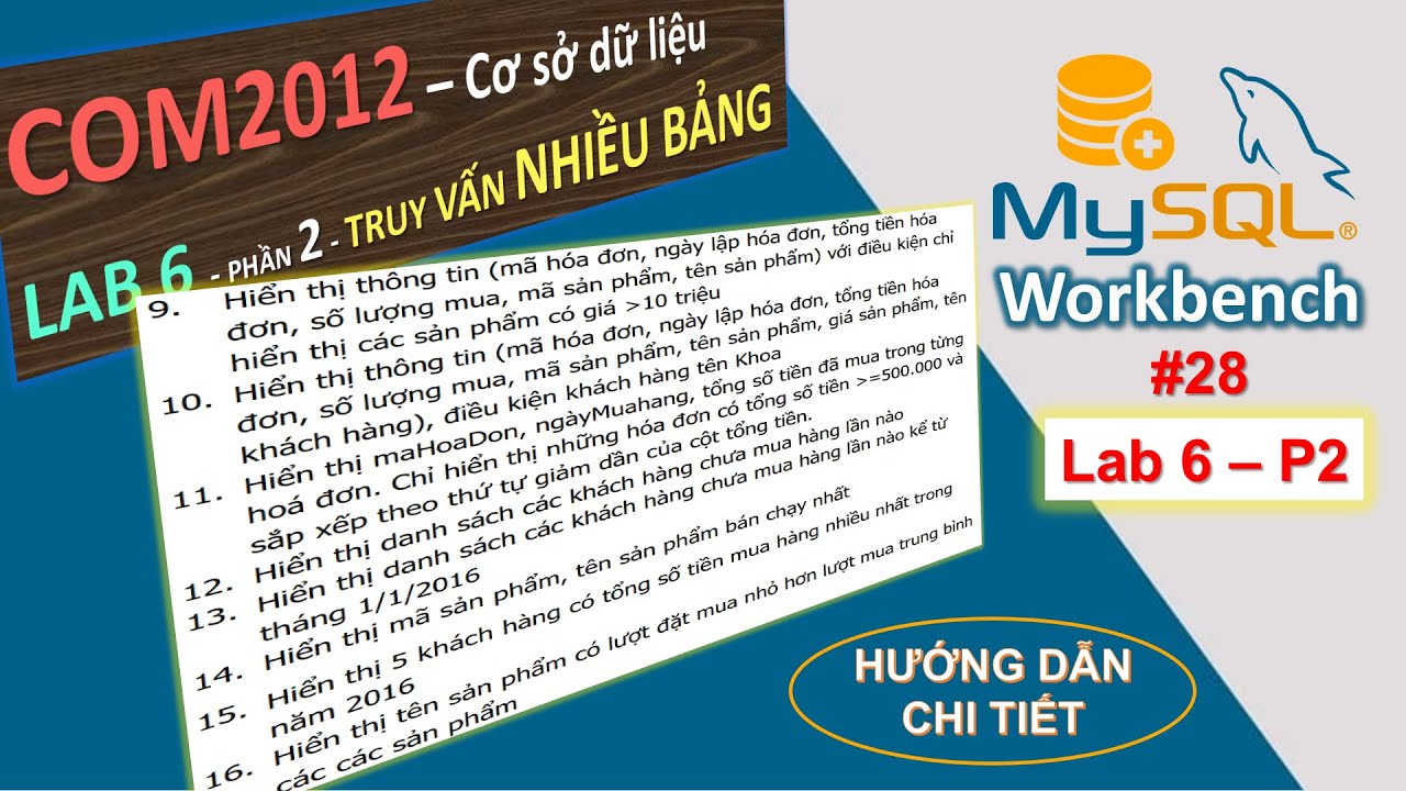 #COM2012 Cơ Sở Dữ Liệu 28 | Lab 6 Hướng Dẫn Phân Tích & Giải - Phần 2 | Truy Vấn Nhiều Bảng ...