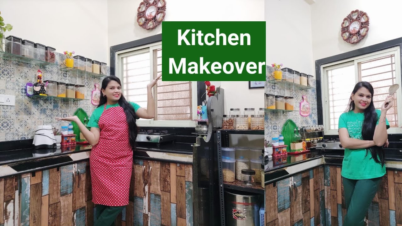 Non modular Kitchen Makeover On Budget ! Kitchen Organization Ideas ...