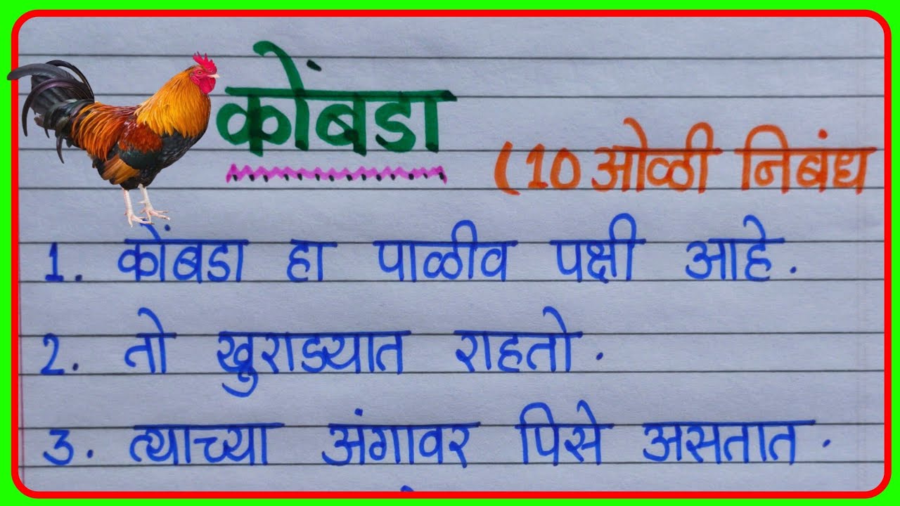 कोंबडा निबंध मराठी | Kombada nibandh | कोंबडा माहिती मराठी | maza ...