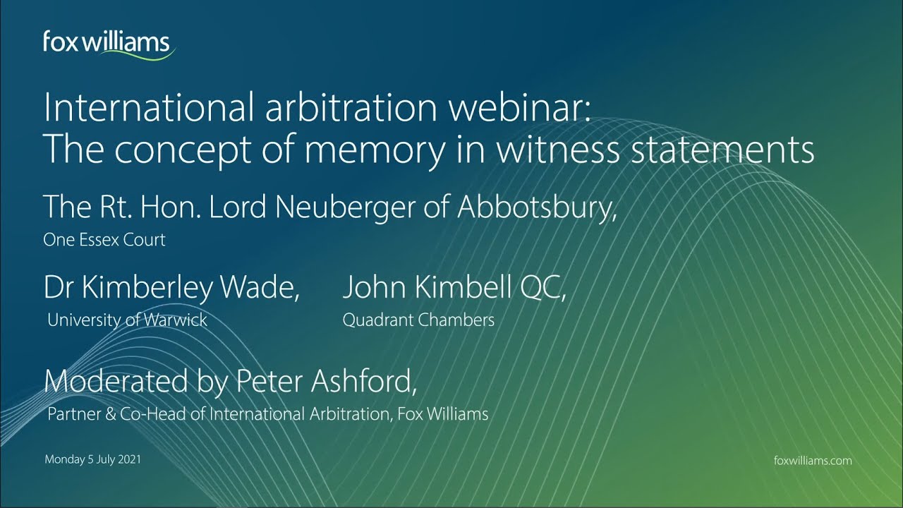 The concept of memory in witness statements - YouTube