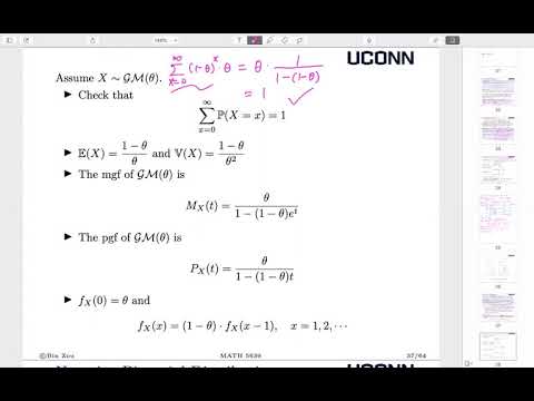[MATH 5639 Actuarial Loss Models] Lecture 7: Ch1.4 Geometric and ...