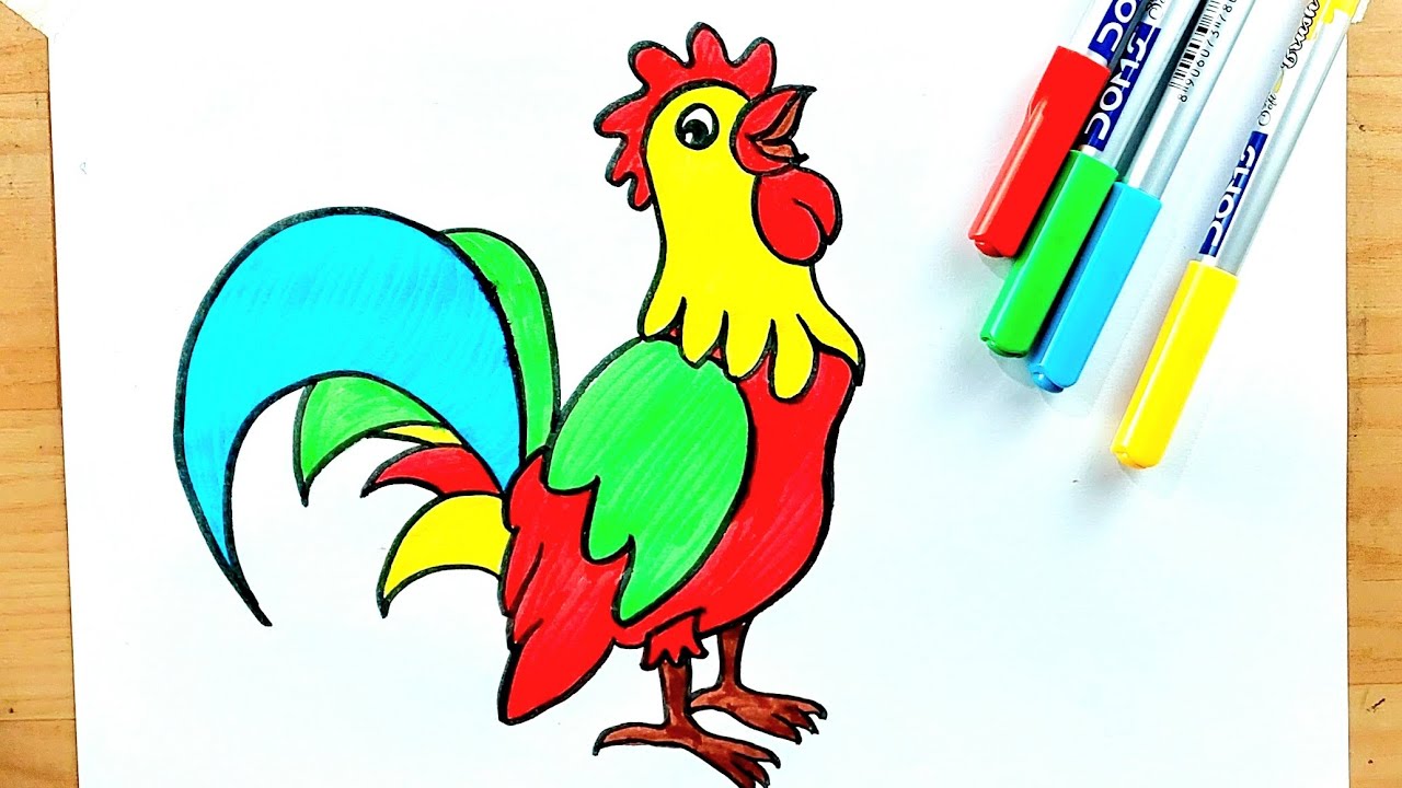 Rooster Drawing for Kids 🐓 - YouTube