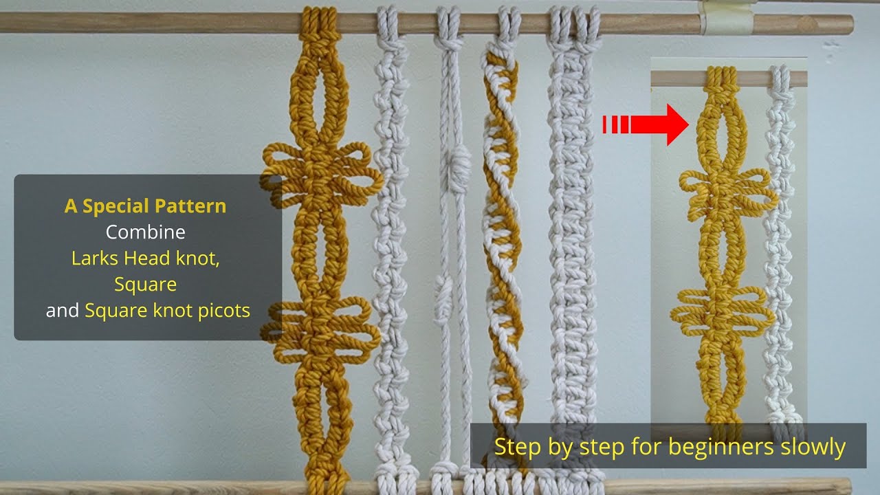 A special pattern| Combine larks head and square knot picots| Step by ...