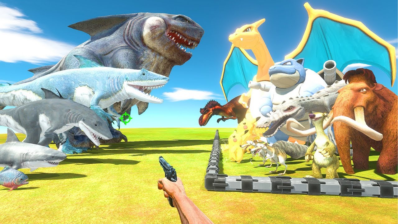 FPS Avatar Rescues Pokemons and Ice Age Team and Fights King Shark ...