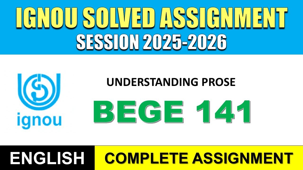 IGNOU BEGE 141 Solved Assignment 2025-26 | English Medium | Download ...