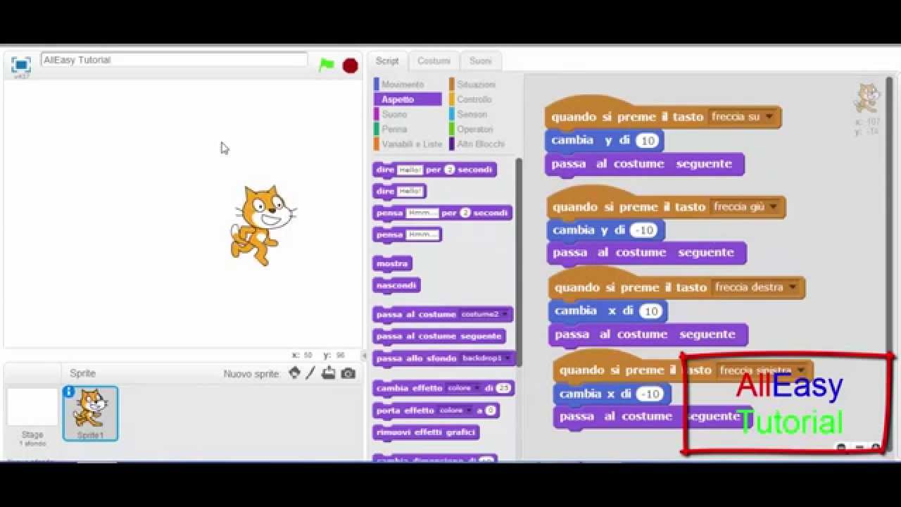 Tutorial con Scratch 2# Far muovere gli sprite e creare un proiettile ...