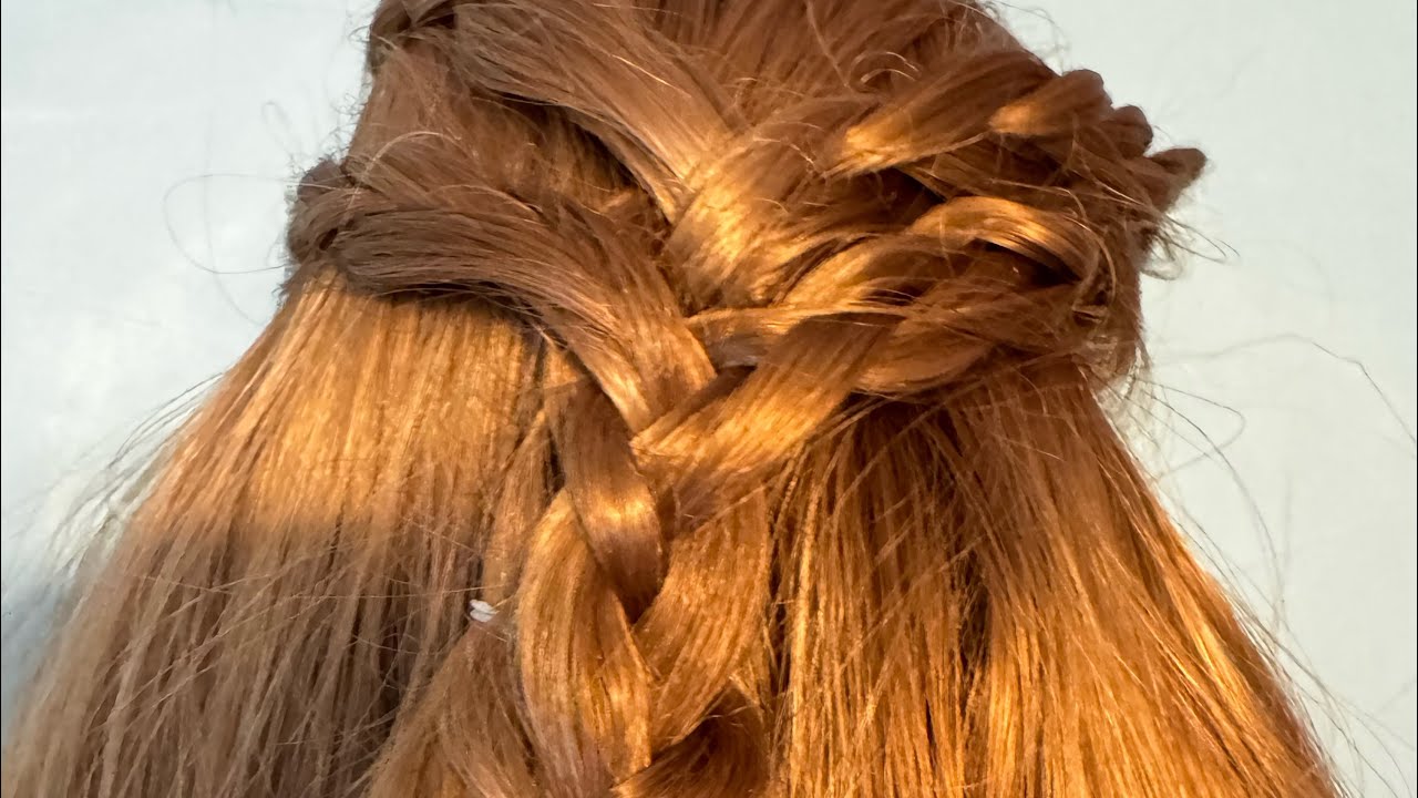 How to make two overlapping braids on doll - YouTube