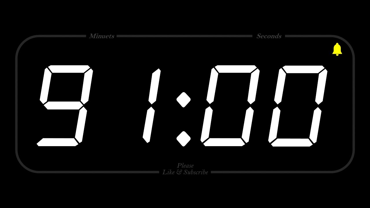 91 MINUTE - TIMER & ALARM - 1080p - COUNTDOWN - YouTube