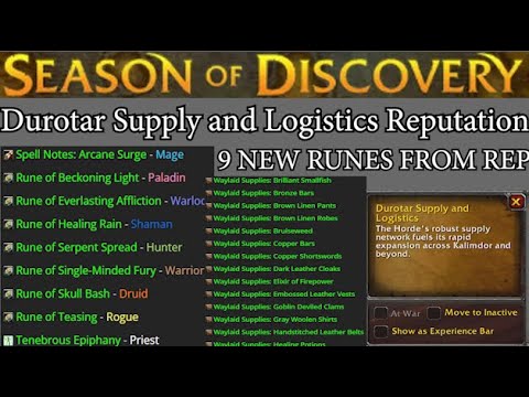 WoW Season of Discovery NEW RUNES Durotar Supply and Logistics ...
