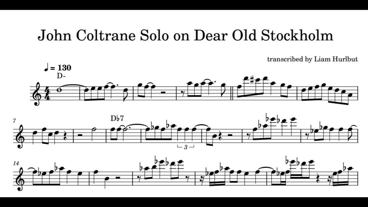 John Coltrane transcription on Dear Old Stockholm - YouTube