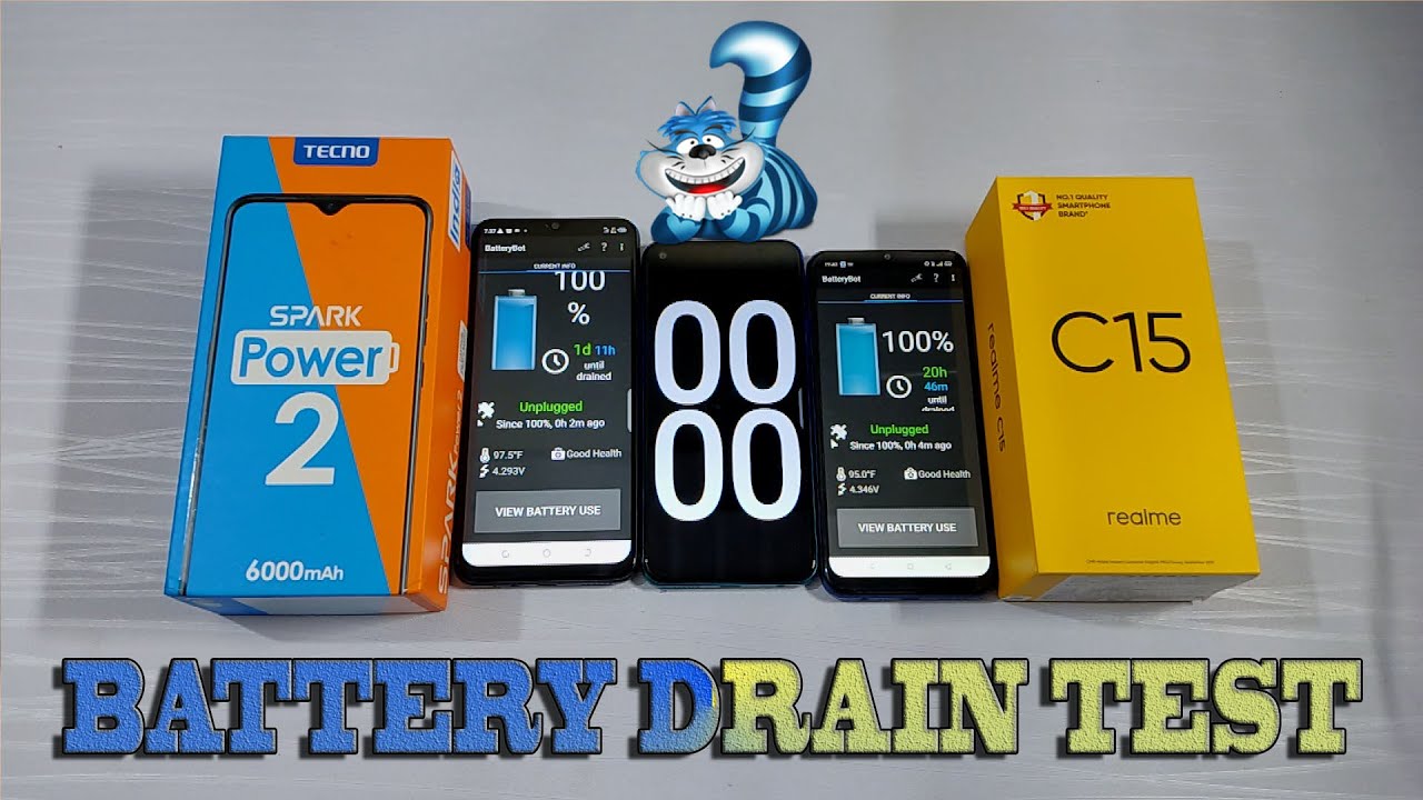 Tecno spark power 2 vs realme c15 battery drain test - YouTube