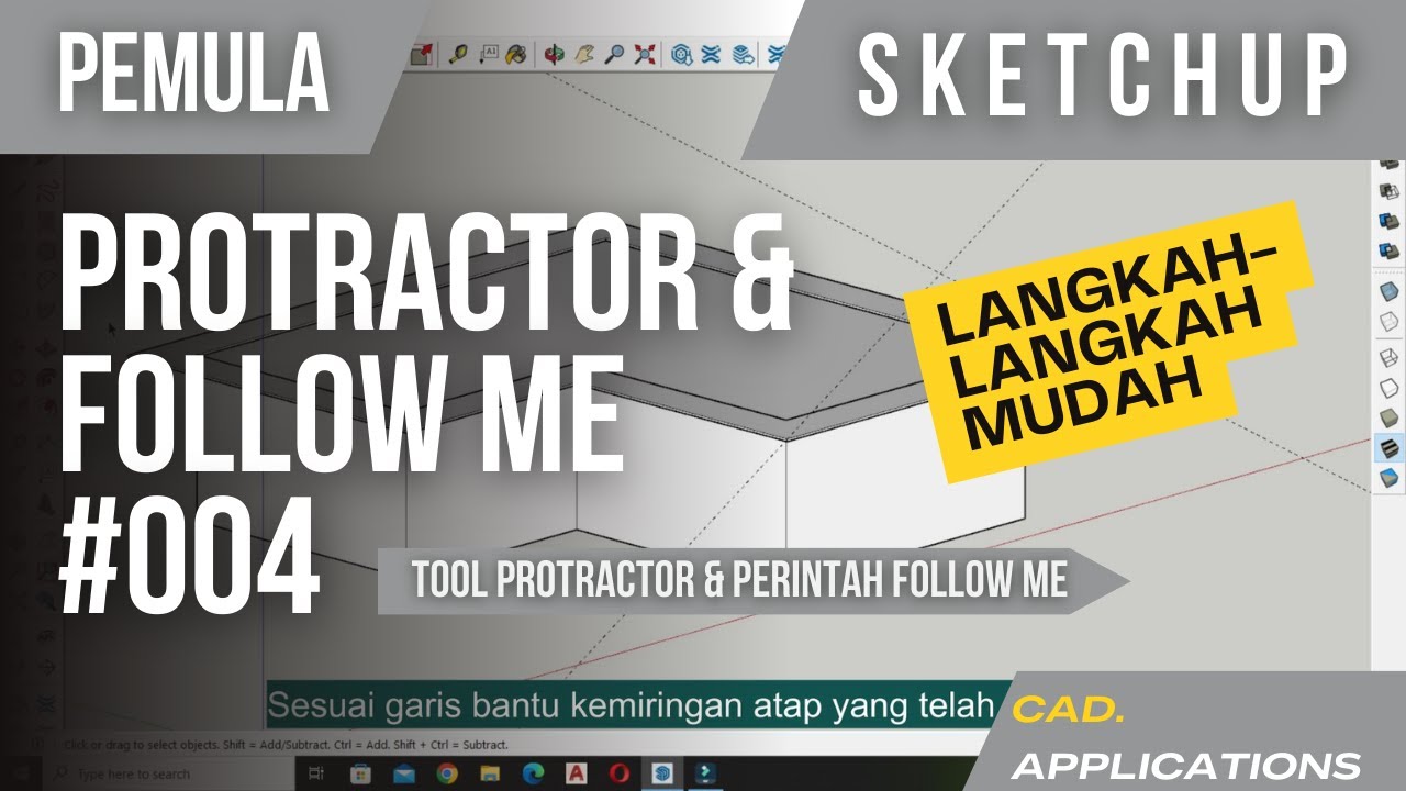 SketchUp tutorial ~ Tool Protractor & Follow Me - YouTube