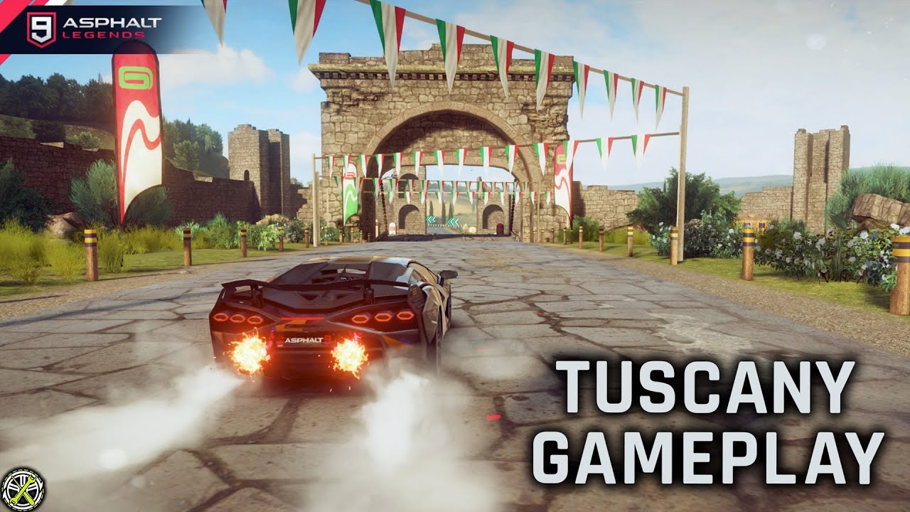 Asphalt 9 NEW MAP Tuscany - Gameplay on 6 Tracks - YouTube