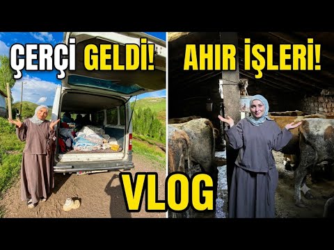Köyde Günlük Vloğ Çerçi Geldi Çeyiz İçin Bişeyler Baktık Ve Bitmeyen Ahır İşler😱