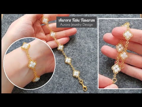 Kristal yonca bileklik yapımı. Crystal clover beaded bracelet making. How to make crystal bracelet.
