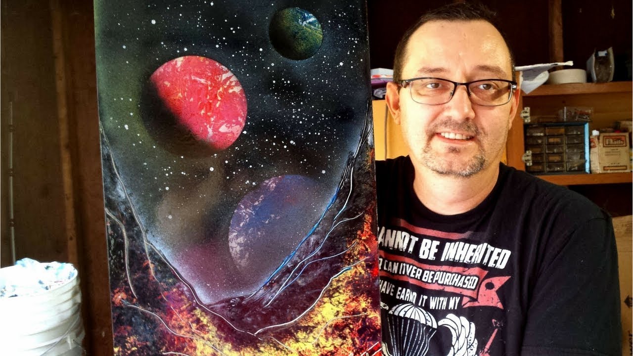 Spray Paint Painting of Space with a Cave...STUNNING!!!! - YouTube